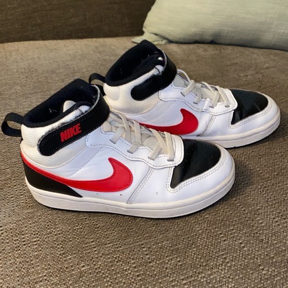 Nike | Shoes | Nike Boys Ps Court Borough Mid Top 2 Pull On Velcro Logo ...